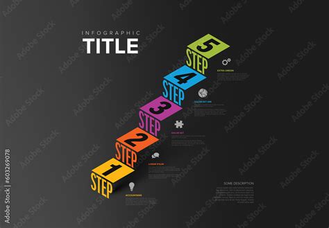 Infogrpahic Five Steps Diagram Template For Workflow Business Schema Or Procedure Diagram On