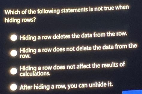 Solved Which Of The Following Statements Is Not True When