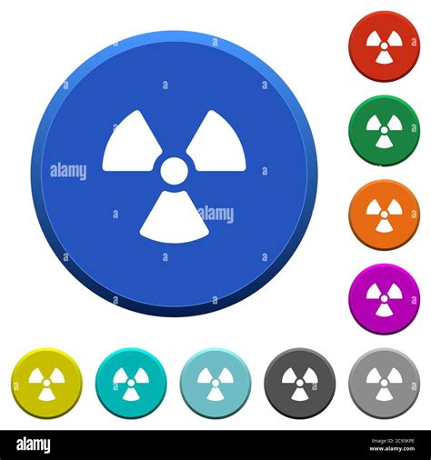 Radiation Sign Round Color Beveled Buttons With Smooth Surfaces And