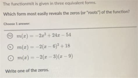 Solved The Functionmlt Is Given In Three Equivalent Forms Which Form