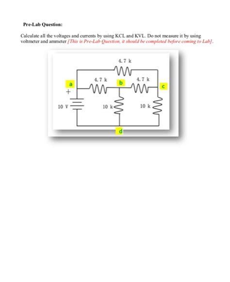 Solved APPLICATION OF KCL KVL IN A SERIES PARALLEL Chegg Com