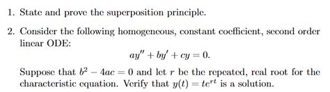 Solved 1 State And Prove The Superposition Principle 2