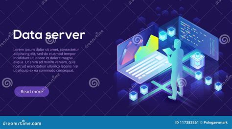 Hosting Server Isometric Vector Illustration Abstract 3d Datacenter Or Data Center Room