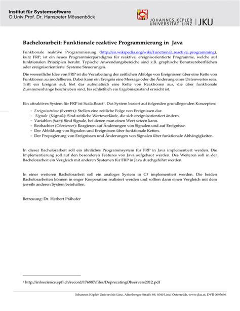 Funktionale Reaktive Programmierung In Java SSW