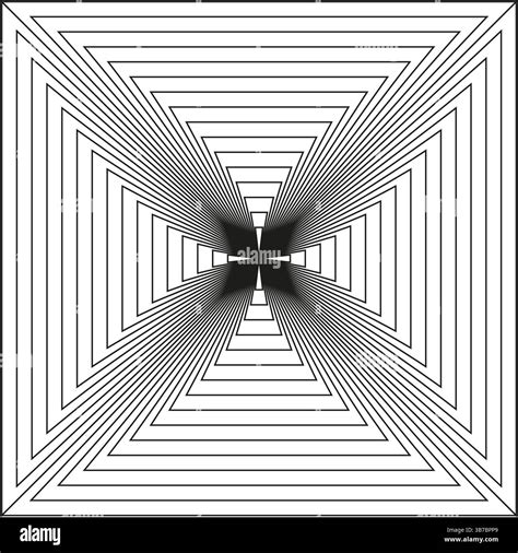 Optical Triangle Grid Linear Motion Field Converging Vector Lines Black Shape Illusion Stock