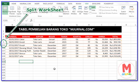 Cara Split Cell Excel Membagi Tampilan Sheet Microsoft Excel M Jurnal