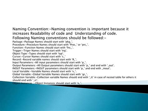 Pl Sql Best Practices Document Ppt
