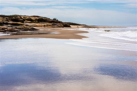 우루과이 해변 놀라운 야생 고 놀라운이 원하는 장소는 한 처녀 해변 대기 거칠고 외로운 해변을 즐길 수 있습니다 여기 우리가 오세아니아 드 Polonio에서 일몰을 볼 수