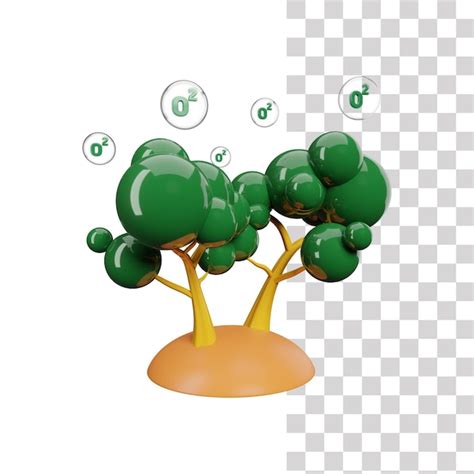 Premium Psd A Green Tree That Produces Oxygen And Has An O2 Sign On It