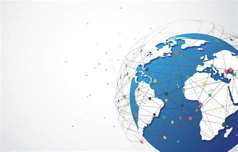 글로벌 네트워크 연결 세계지도 포인트 프리미엄 벡터