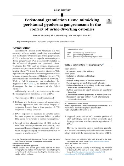 Pdf Peristomal Granulation Tissue Mimicking Peristomal Pyoderma Gangrenosum In The Context Of