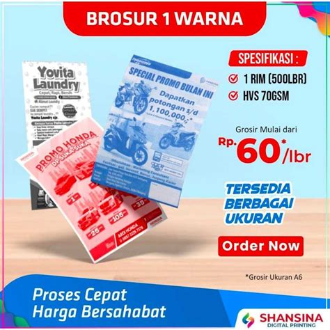 Jual Cetak Brosur Hvs 1 Warna 1rim F4 A4 A5 1 3 F4 1 4 F4 Shopee Indonesia