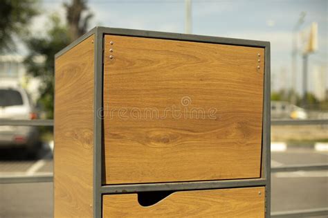 Garbage Box On Street Wooden Box Stock Image Image Of Dirty Grass