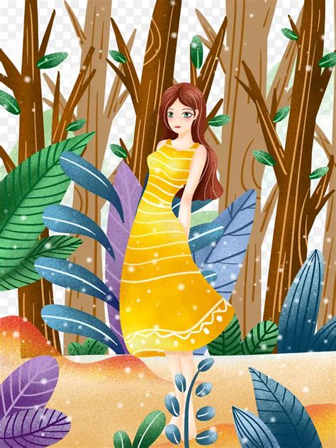 春天手绘女孩树木绿叶png图片素材下载图片编号qbvvkwxx 免抠素材网