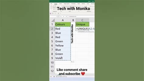 Find Unique Value In Excel Excel Exceltips Excelshorts Youtubeyoutubeshorts Viral