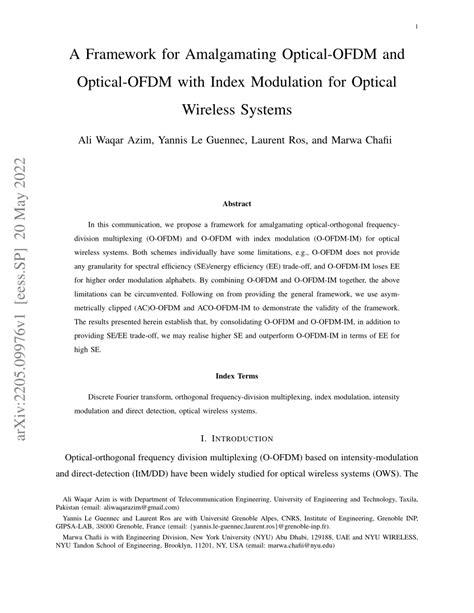 Pdf A Framework For Amalgamating Optical Ofdm And Optical Ofdm With