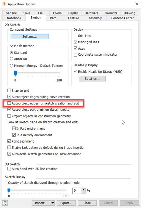 Solved Inventor Disable Automatically Projected Edge Geometry Upon