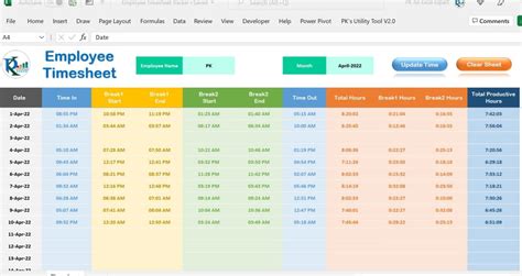 Automated Employee Timesheet Template In Excel PK An Excel Expert
