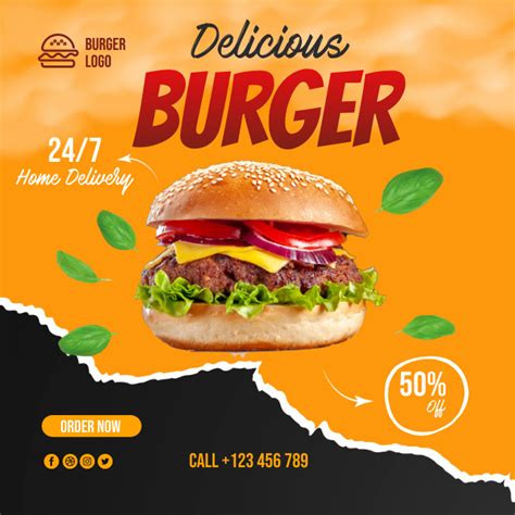 Food Social Media Poster Template Postermywall