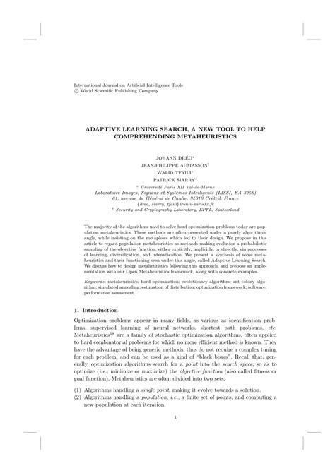 Pdf Adaptive Learning Search A New Tool To Help Comprehending Metaheuristics