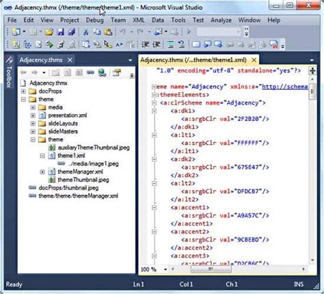 Themes XML Editing XML Editing In Visual Studio Presentations Glossary