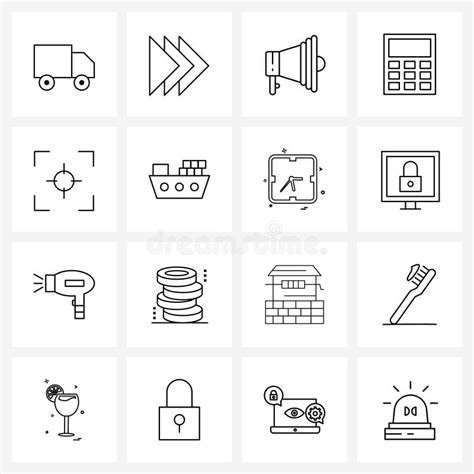 Pakket Van 16 Universele Lijnpictogrammen Voor Webtoepassingen Doel De