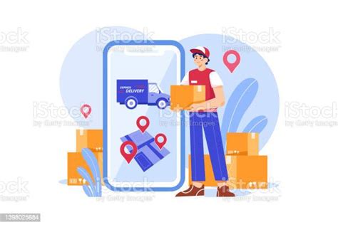 소포 배달 서비스 일러스트 개념 흰색 배경에 고립 된 평면 그림 0명에 대한 스톡 벡터 아트 및 기타 이미지 0명 건강에 좋지 않은 음식 공장 산업 건물 Istock