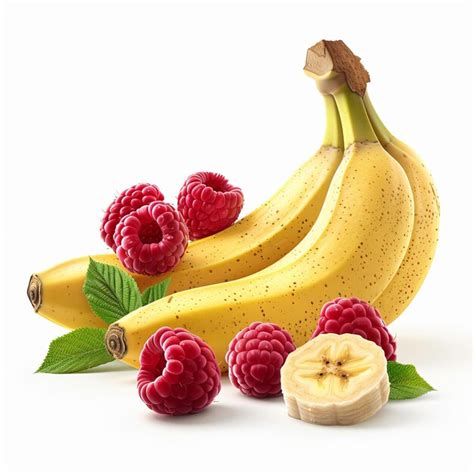 Natural And Fresh Raspberry Banana Isolated On White Background Premium Ai Generated Image