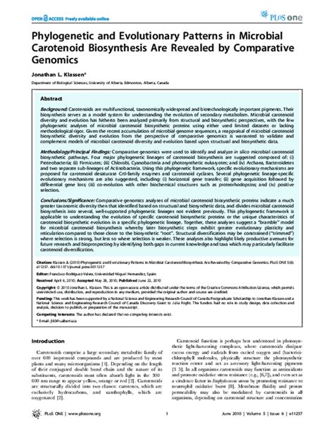Pdf Phylogenetic And Evolutionary Patterns In Microbial Carotenoid
