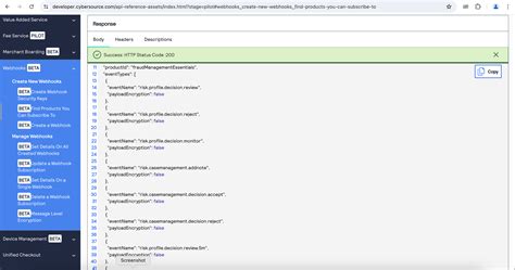 Webhooks Cybersource Developer Center