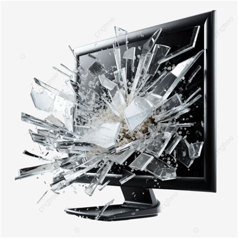 Smashed Computer Monitor On Transperent Background Smashed Computer Monitor Transperent