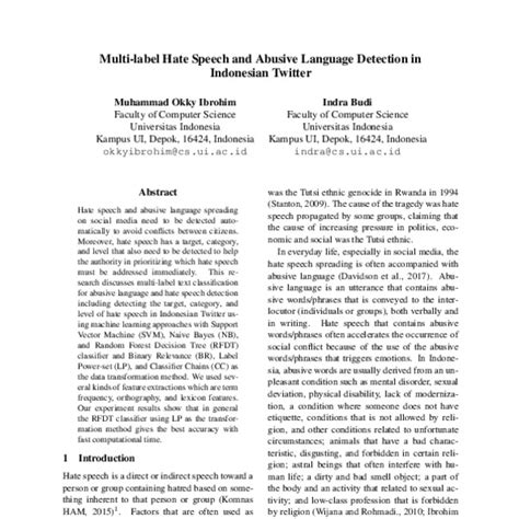 Multi Label Hate Speech And Abusive Language Detection In Indonesian Twitter Acl Anthology