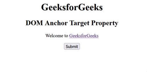 HTML DOM Anchor Target Property GeeksforGeeks