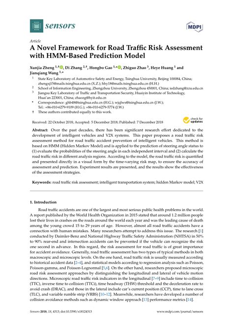 Pdf A Novel Framework For Road Traffic Risk Assessment With Hmm Based Prediction Model