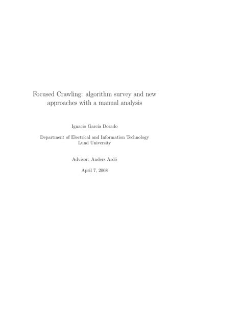 Pdf Focused Crawling Algorithm Survey And New Approaches With A Manual Analysis