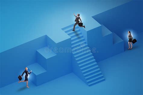 Gender Inequality In Career Ladder Concept Stock Photo Image Of Competitive Businesswoman