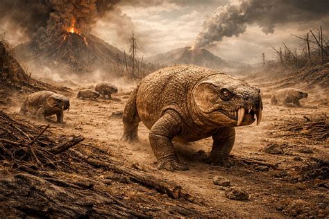 Lystrosaurus Přeživší Perm Triasového Vymírání A Svědek Obnovy života
