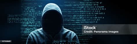 Anonymous Internet Hacker In Front Of Computer Web Crime Concept Stock