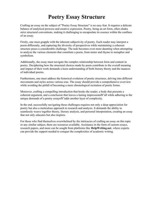 Poetry Essay Structure Poetic Structure Teaching Poetry High School Poetry Essay Structure Poetic Structure Teaching Poetry High School