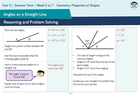 angles on a straight line reasoning and problem solving maths year 5
