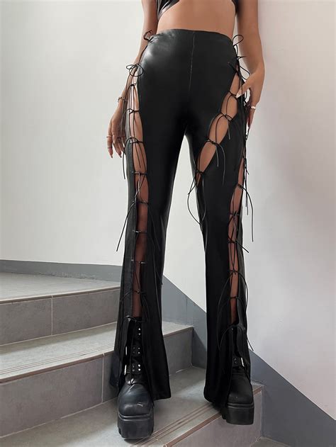 Cut Out Knot Front Flare Leg Pants Concert Outfit Summer Flare Leg Pants Corset Pants