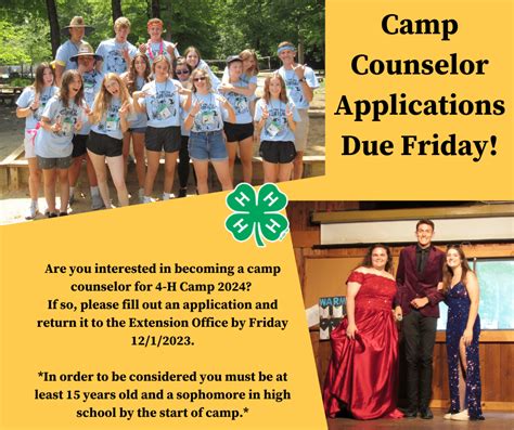 Camp Counselor Applications Due Friday Paulding County 4 H Clover Connection