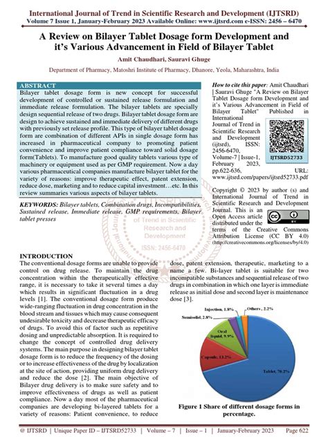 A Review On Bilayer Tablet Dosage Form Development And Its Various