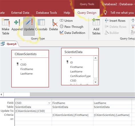 sql how do i replace from one table in access with the uid from