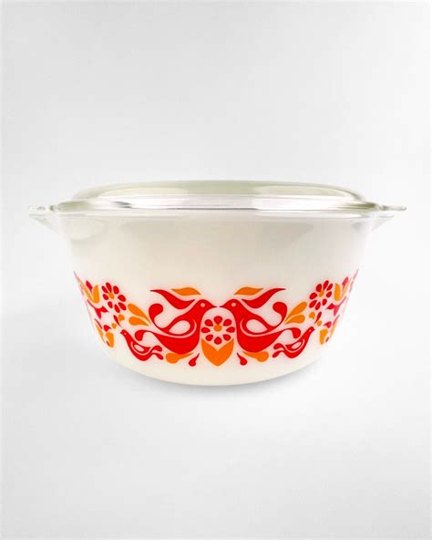 Pyrex Friendship Pattern Casserole 475 Clear Lid Etsy