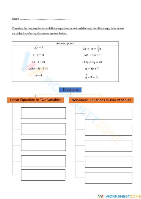 Linear Equation In Two Variable Worksheet