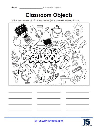 Classroom Objects Worksheets School Item Printables 15