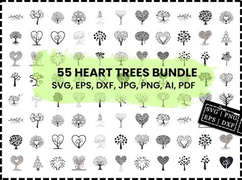 Heart Tree Svg Bundle Heart Tree Svg Heart Tree Dxf Love Heart Tree Svg Heart With Tree Dxf