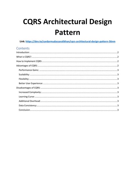 Pdf Cqrs Architectural Design Pattern Used In Software Development