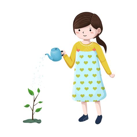 Sapling Png Image Little Sapling Girl Planting Trees Girl Cartoon